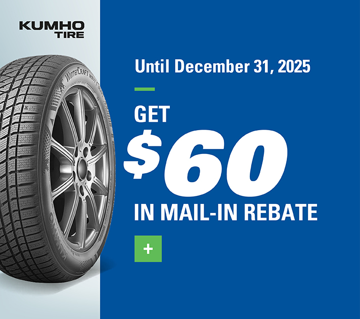Get a $60 mail-in rebate when you buy a set of 4 selected Kumho tires ...